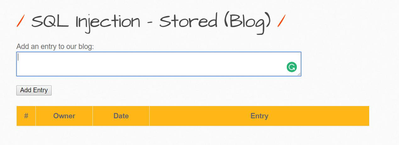 Sql Injection Stored Blog · Teckk2